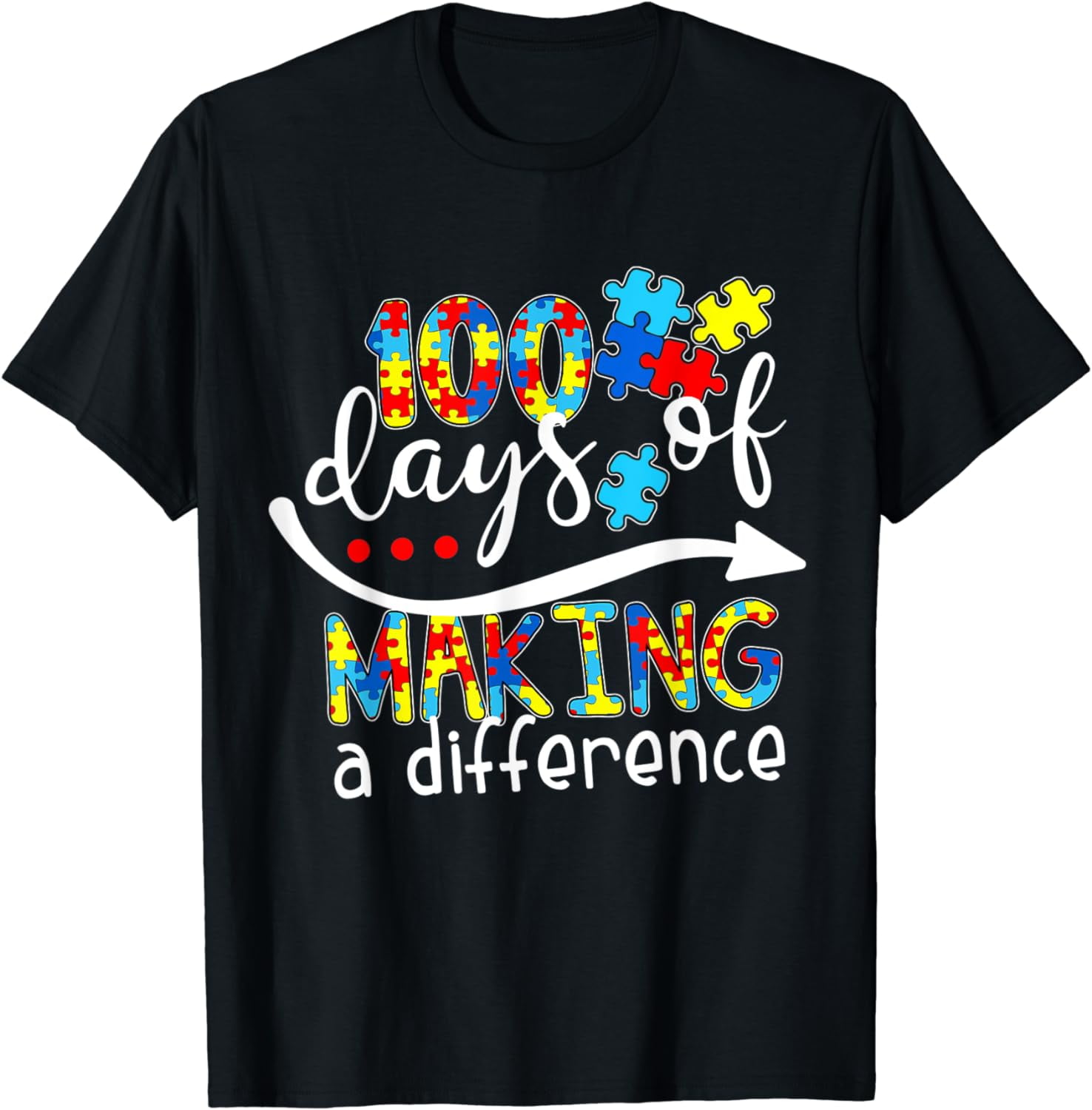 Autism 100 Days 100th day of school teacher autism awareness T-Shirt ...