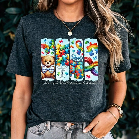 Autism Accept Understand Love Shirt, Retro Autism Awareness T-Shirt ...