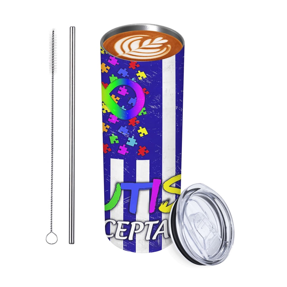 Autism Acceptance 20oz Coffee Mug Cup,Stainless Steel Thermos Water ...