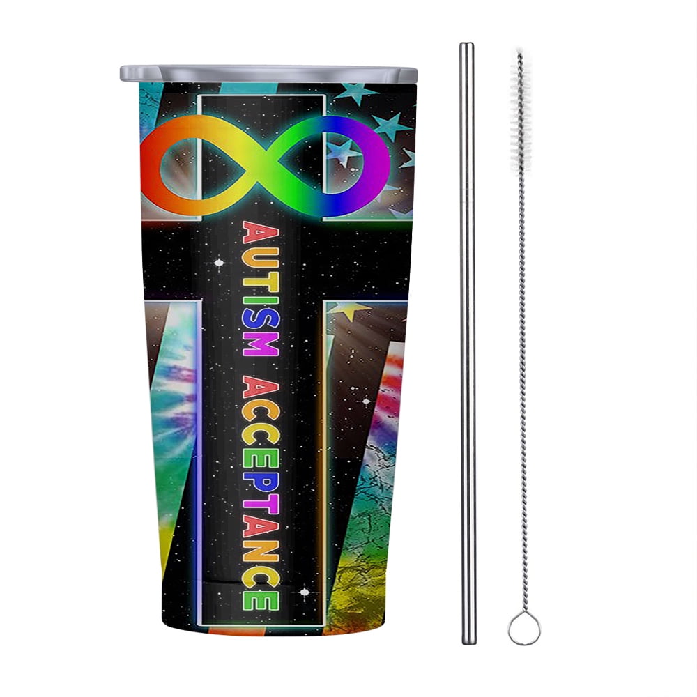 Autism Acceptance 20oz Tumbler, Insulated Stainless Steel Water Bottle ...