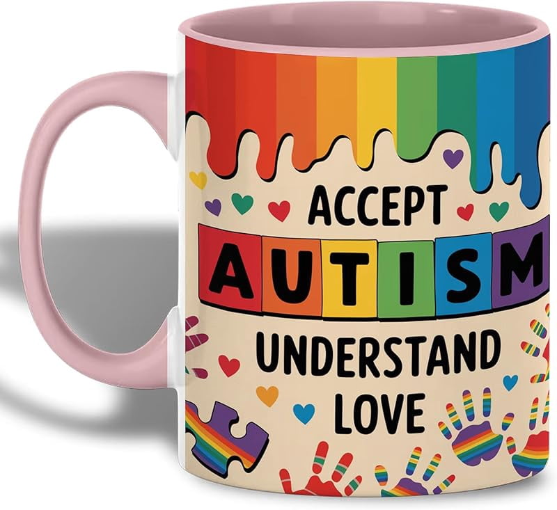 Autism Acceptance Awareness Ceramic Mug - Colorful Puzzle Piece ...