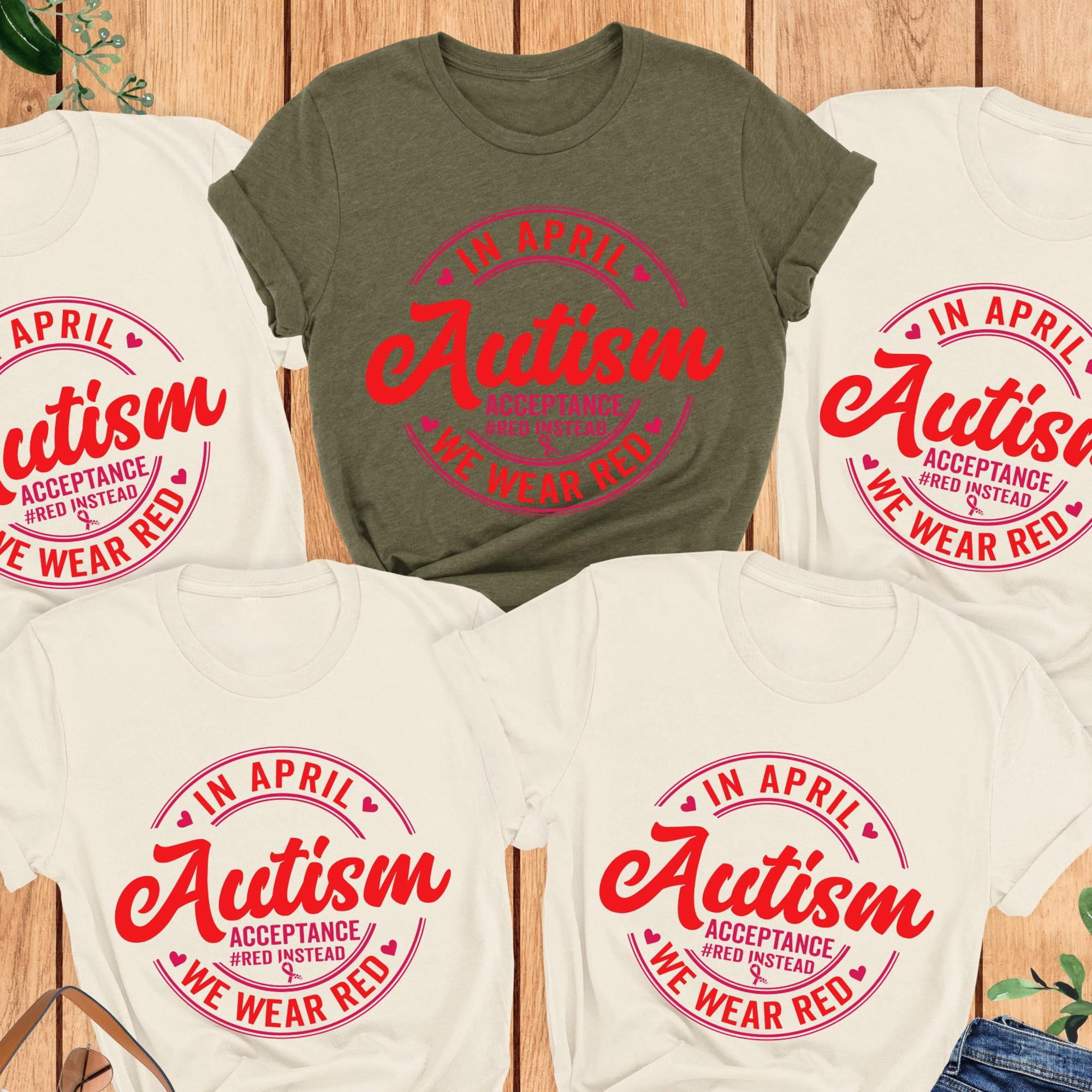 Autism Acceptance Awareness Shirt We Wear Red Family Autism GiftSped ...