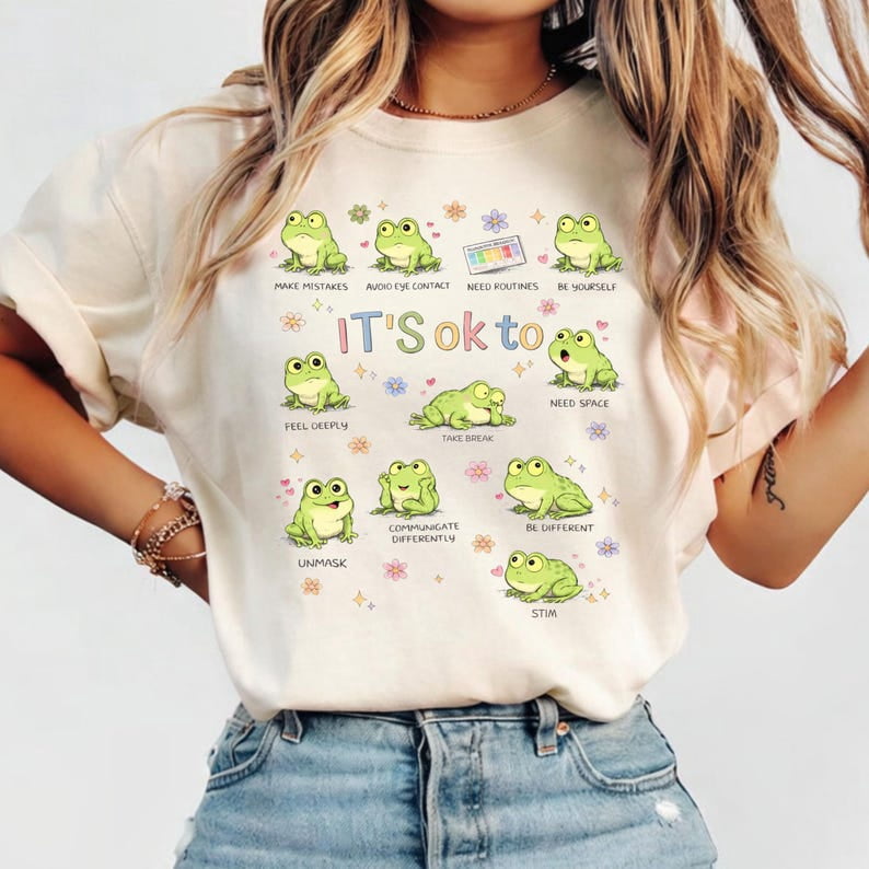 Autism Acceptance Frog Graphic T-Shirt, It’s OK To Be Different ...