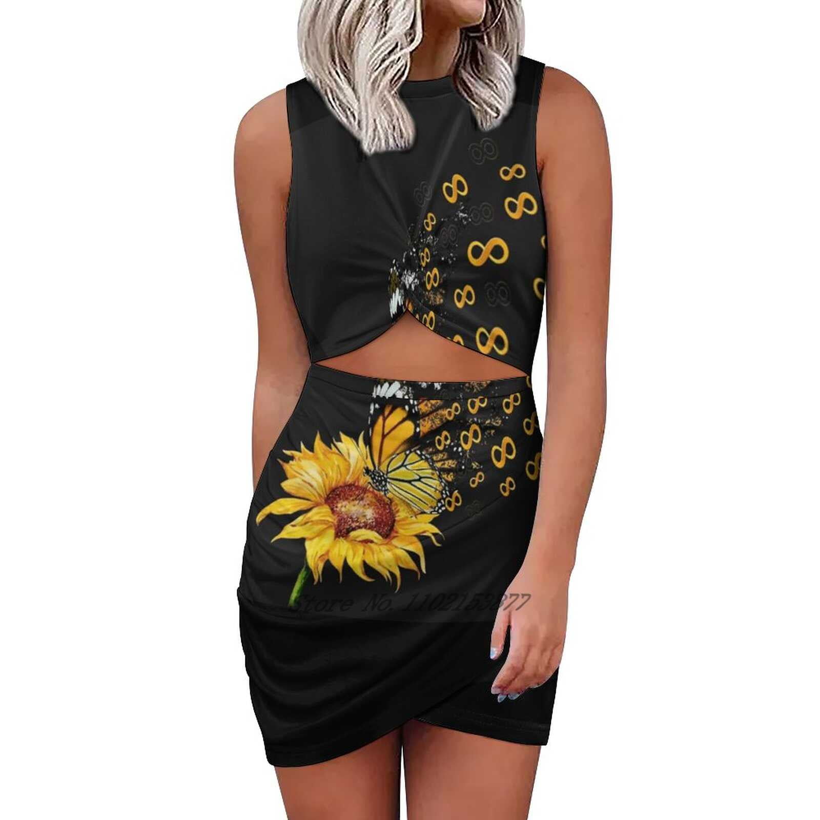 Autism Acceptance Loose Pocket Dress Print Short Sleeve Dresses V-Neck ...