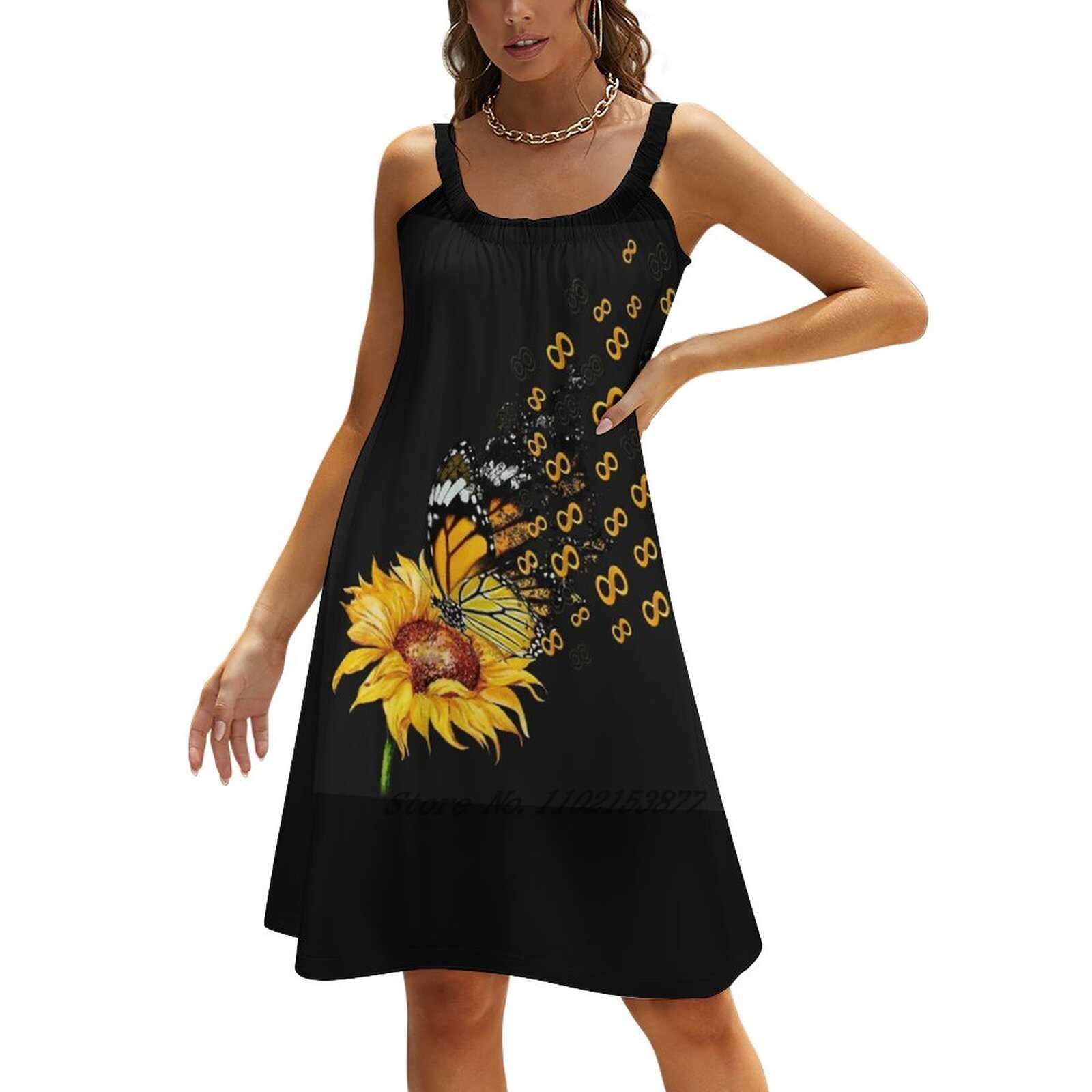 Autism Acceptance Loose Pocket Dress Print Short Sleeve Dresses V-Neck ...