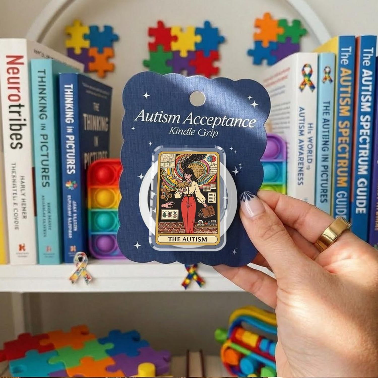 Autism Acceptance Phone Grip, Tarot Card Magnetic E-reader grip, Autism ...
