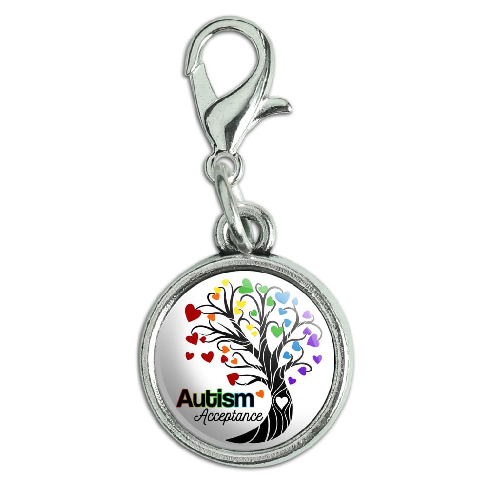 Autism Acceptance Tree of Life with Hearts Antiqued Bracelet Pendant ...