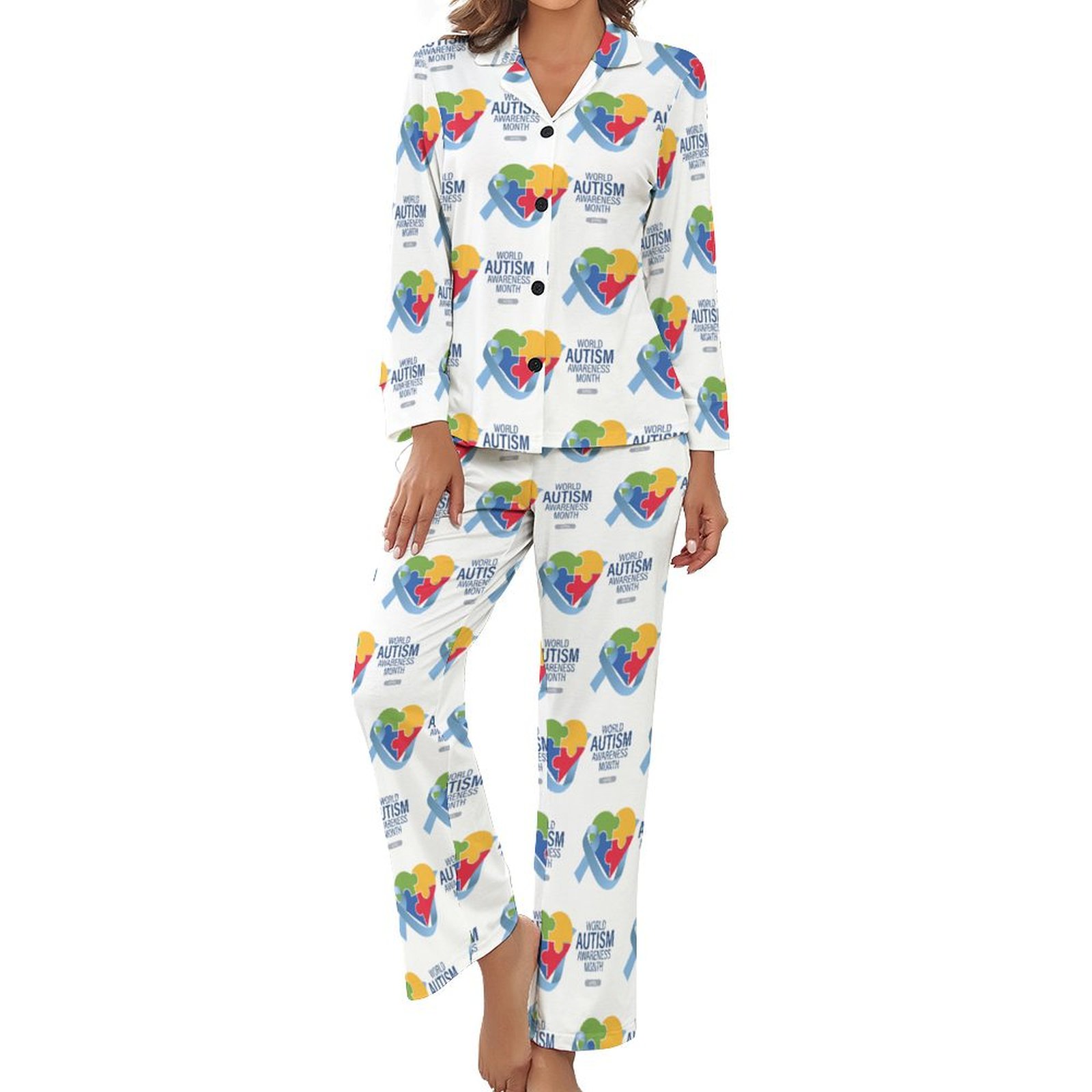 Autism Acceptance WeekWomens Pyjamas Set Long Sleeve 2 Piece Fall ...