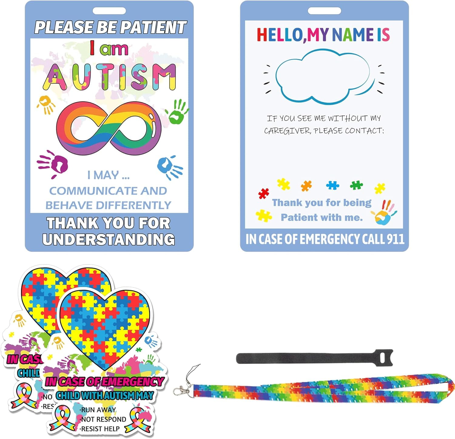 Autism Alert Safety Tag Card 3 Pack Awareness Autistic Emergency ...
