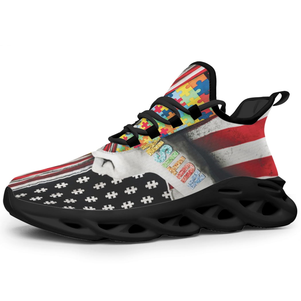 Autism American flag Shoes Trail Running Shoe Non-Slip Breathable ...