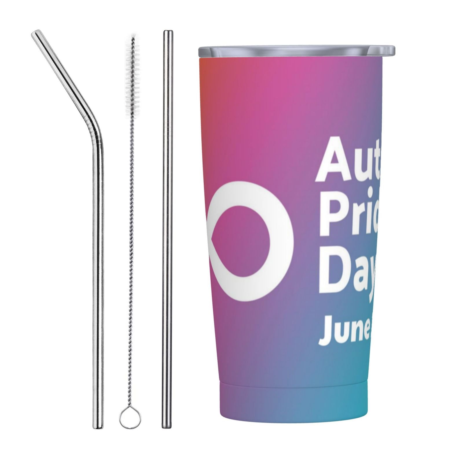 Autism Autistic Pride Day 20oz Stainless Steel Thermal Cup With Lid And ...