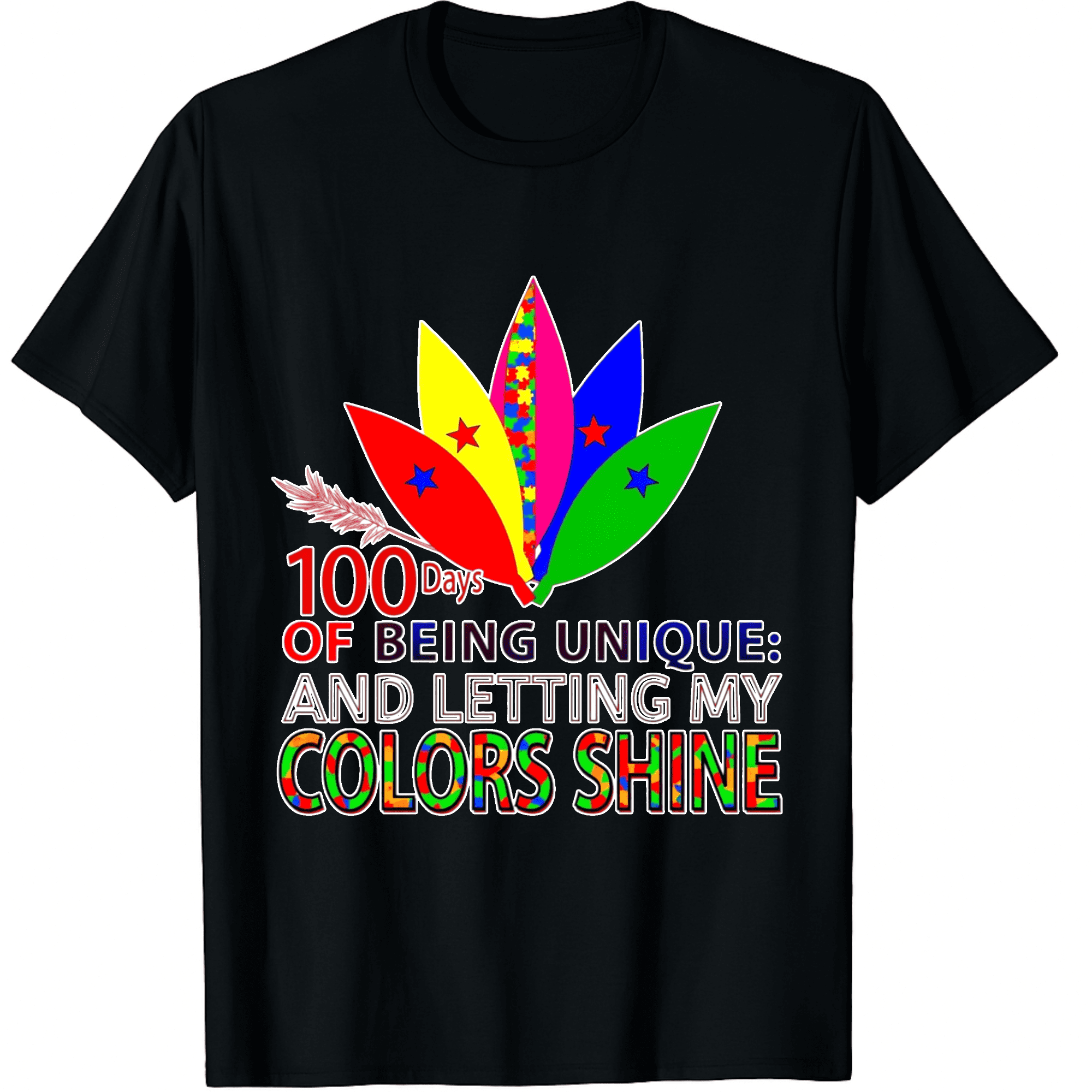 Autism Awareness 100 Days Unique Letting My Colors Shine Short Sleeve T ...