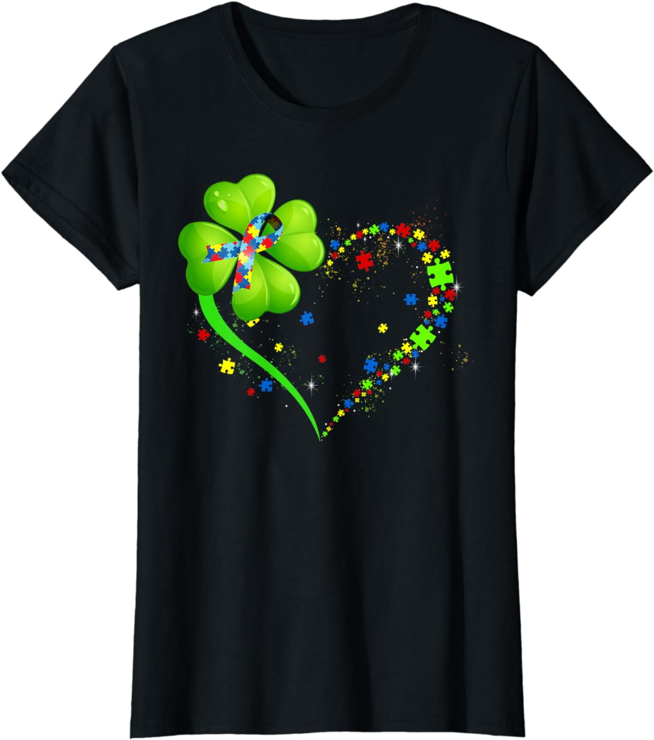 Autism Awareness 2024 St Patricks Day Cute Puzzle Autism T-Shirt ...