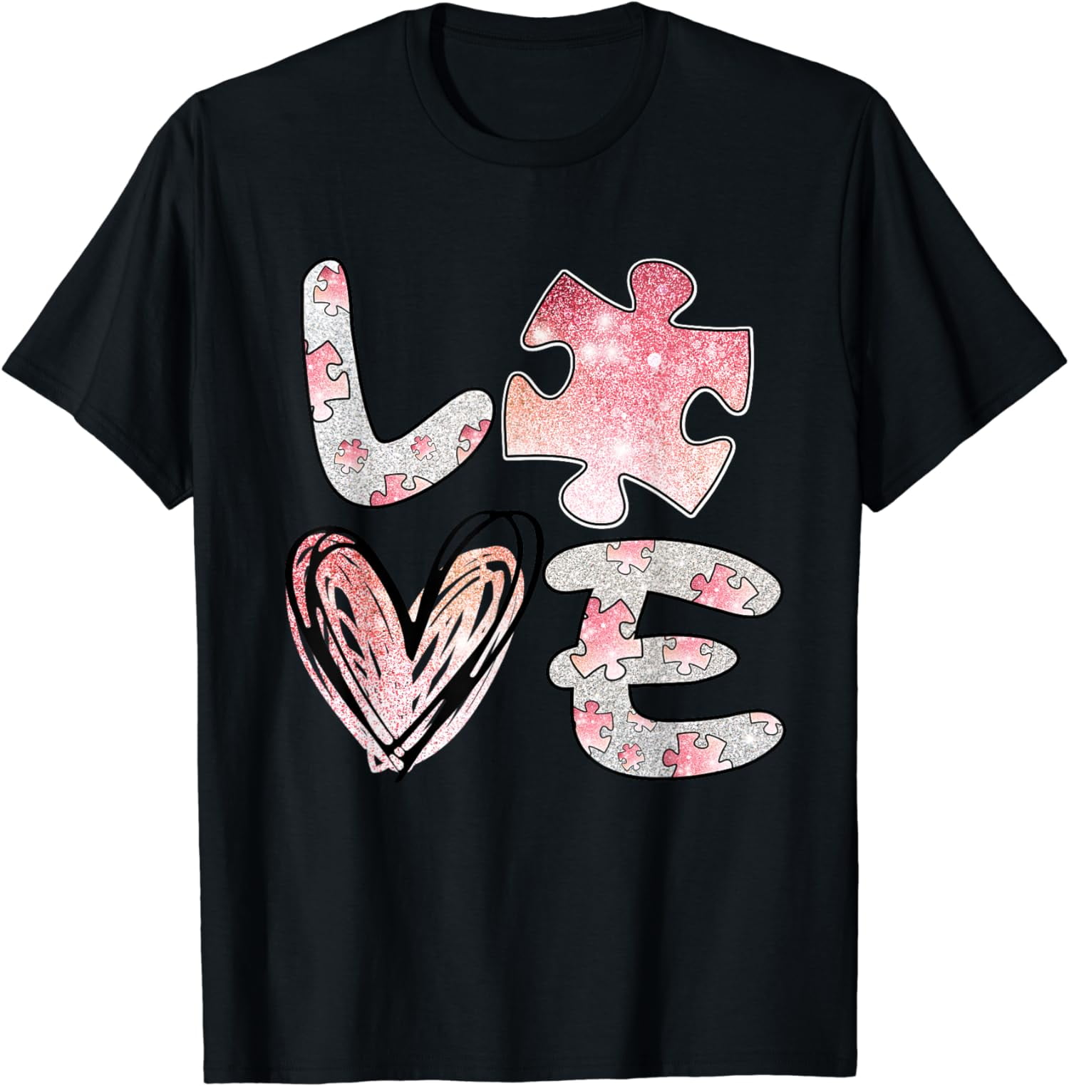 Autism Awareness 2024 Valentines Day Cute Puzzle Autism T-Shirt ...