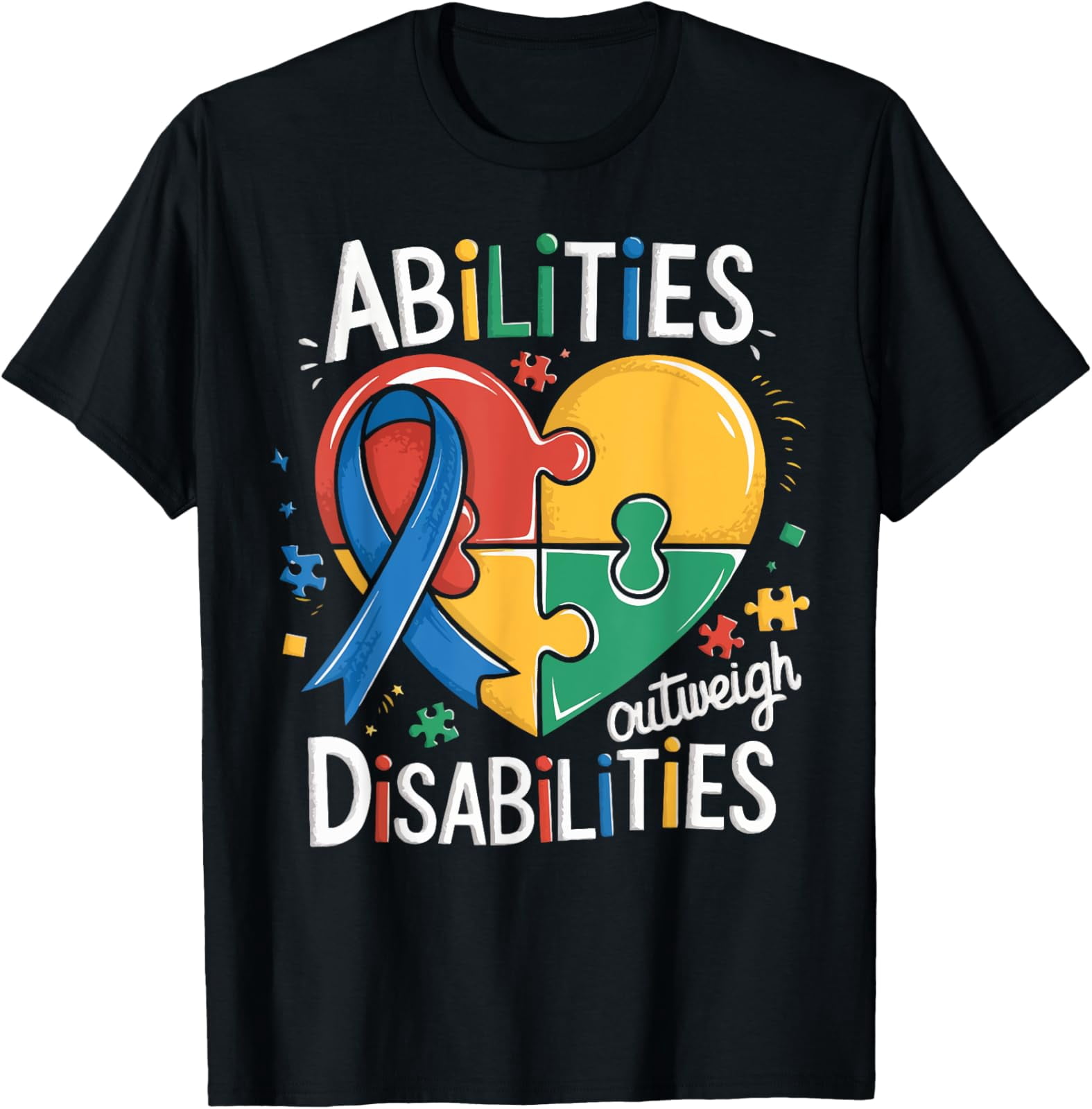 Autism Awareness Abilities Outweigh Disabilities Teacher T-Shirt ...