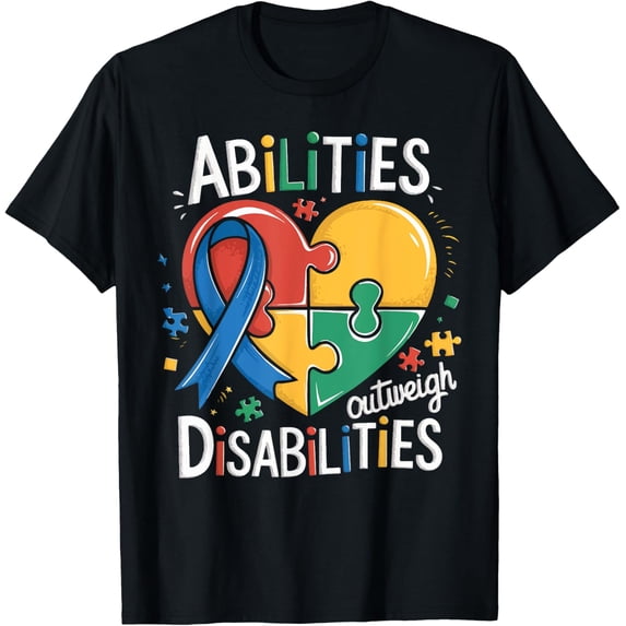 Autism Awareness Abilities Outweigh Disabilities Teacher T-Shirt ...