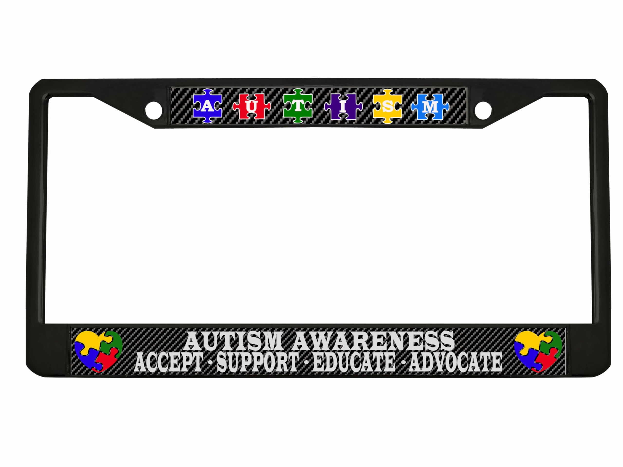 Autism Awareness Accept Support Educate Advocate Style Metal License ...