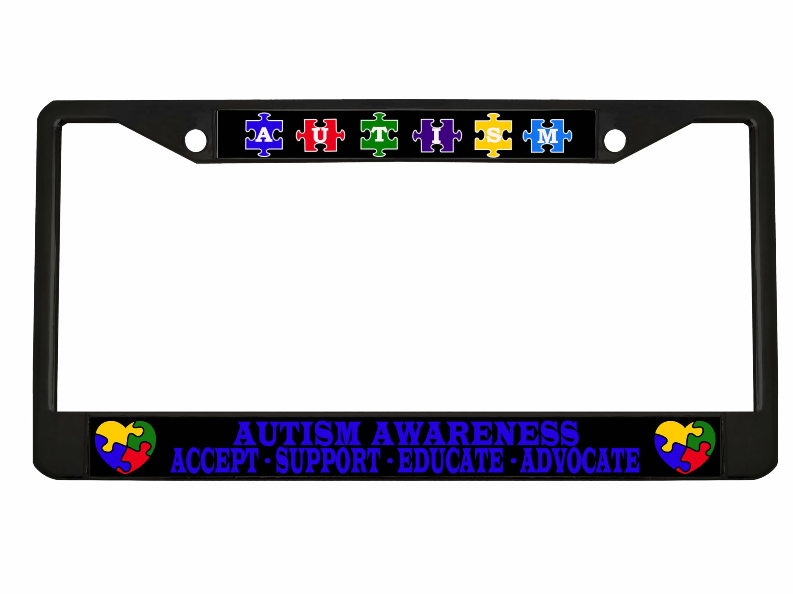 Autism Awareness Accept Support Educate Advocate Style Metal License ...