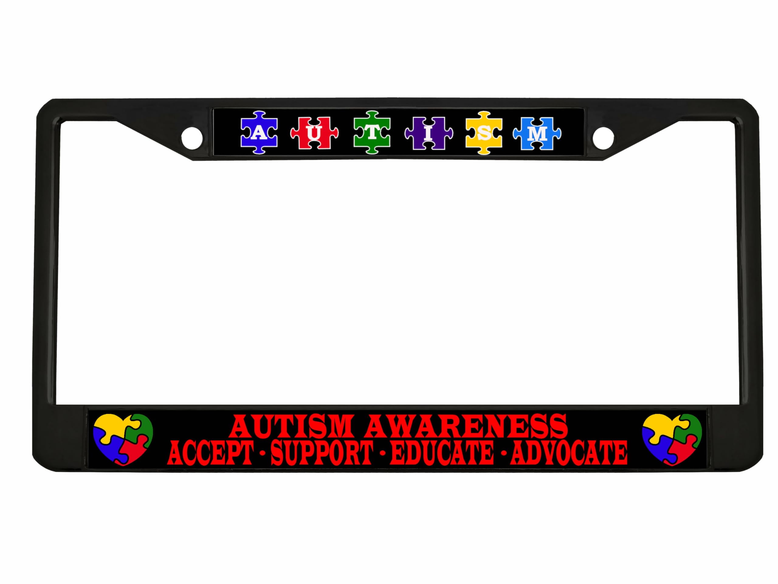 Autism Awareness Accept Support Educate Advocate Style Metal License ...