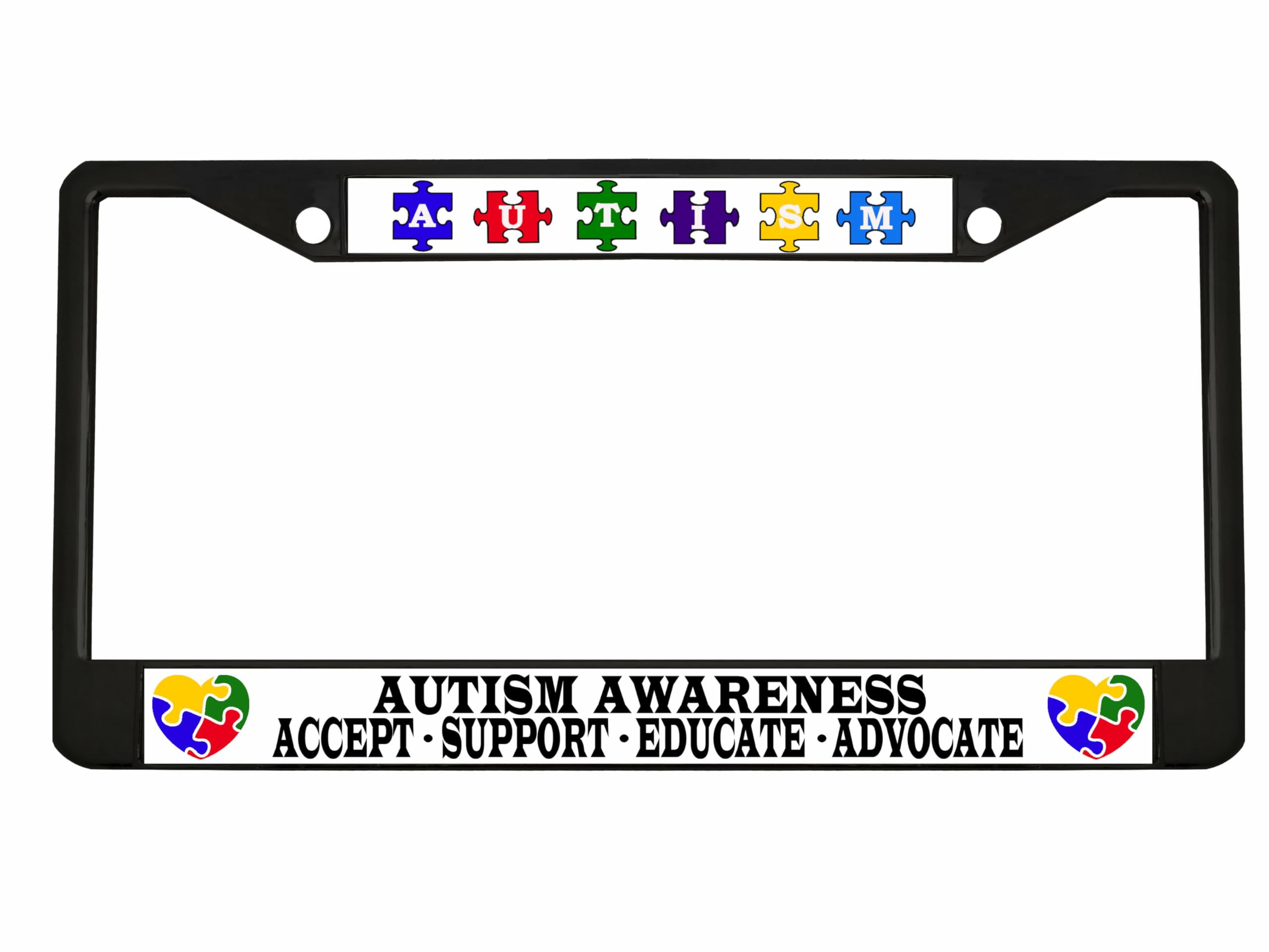 Autism Awareness Accept Support Educate Advocate Style Metal License ...
