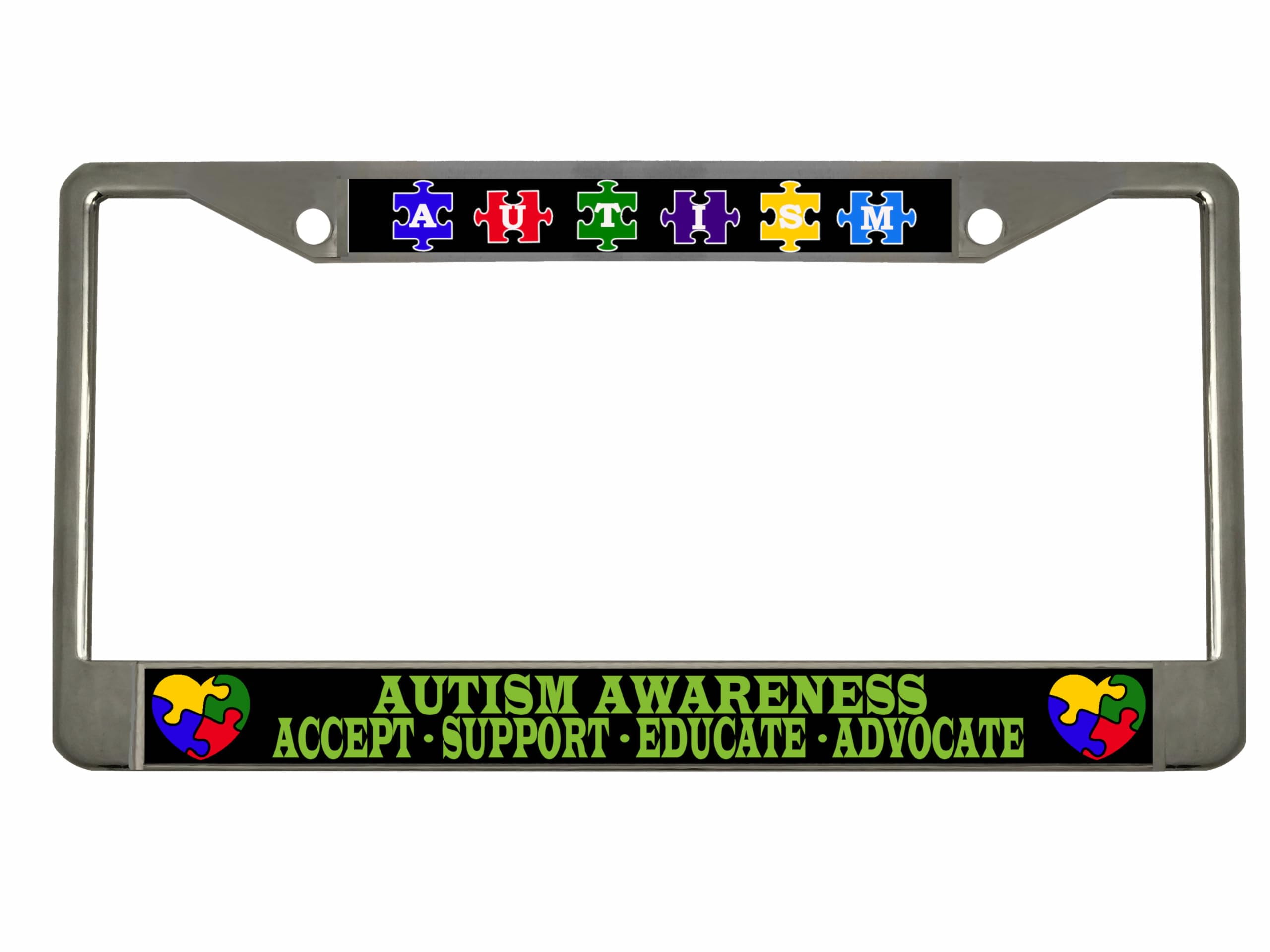 Autism Awareness Accept Support Educate Advocate Style Metal License ...