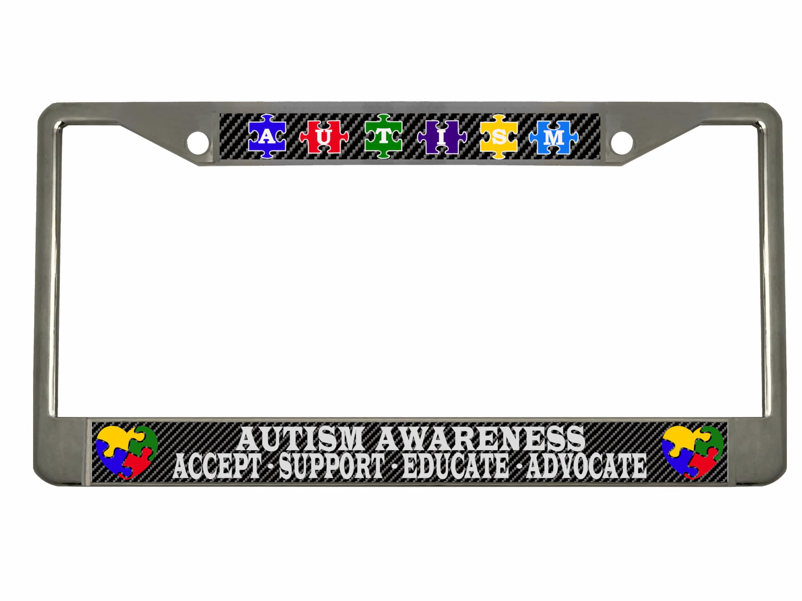 Autism Awareness Accept Support Educate Advocate Style Metal License ...