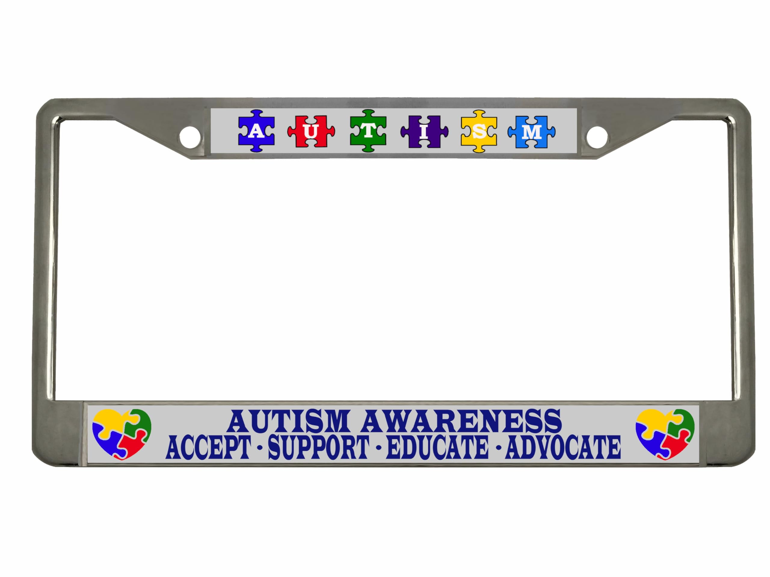 Autism Awareness Accept Support Educate Advocate Style Metal License ...