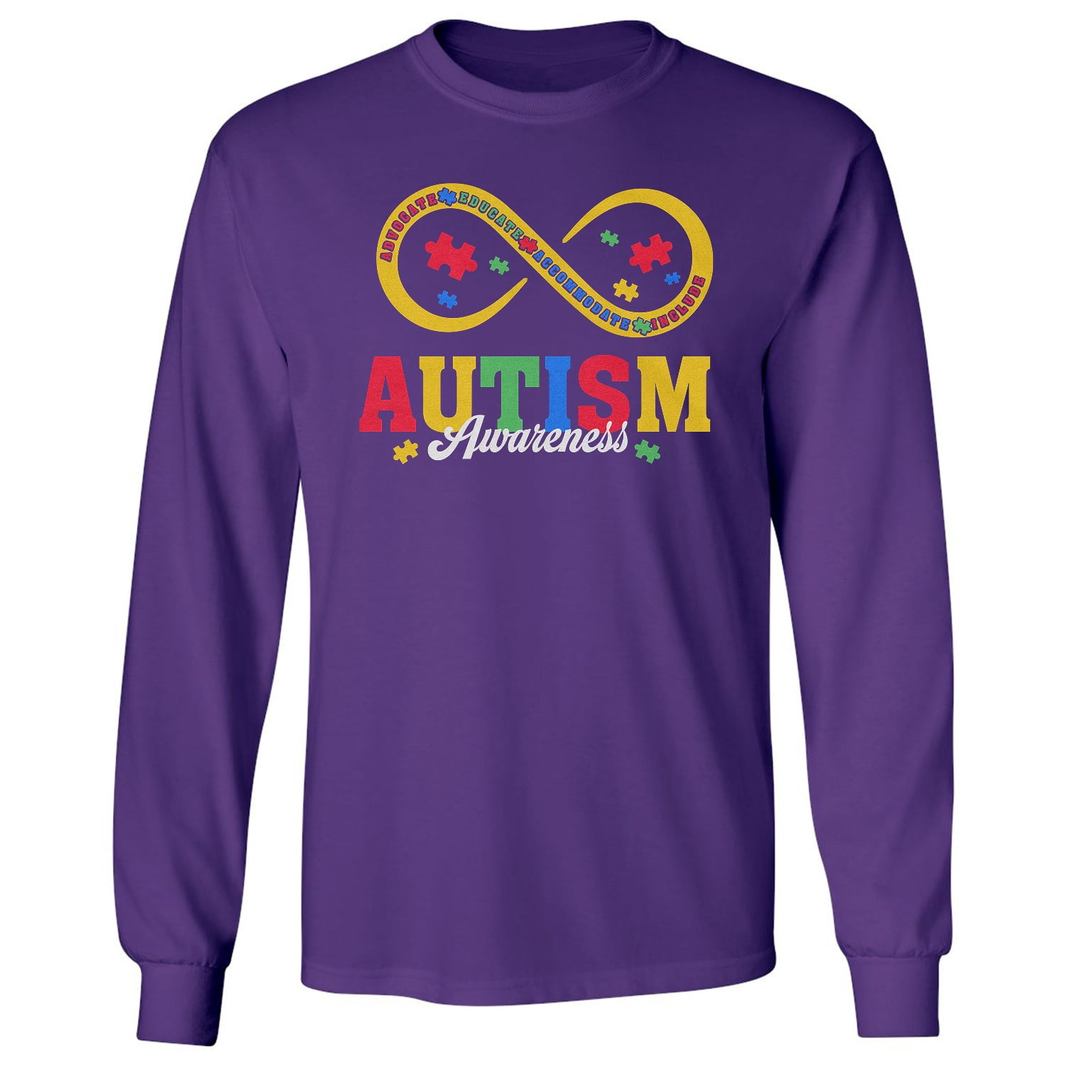 Autism Awareness Acceptance - Infinity Symbol Long Sleeve T-Shirt ...