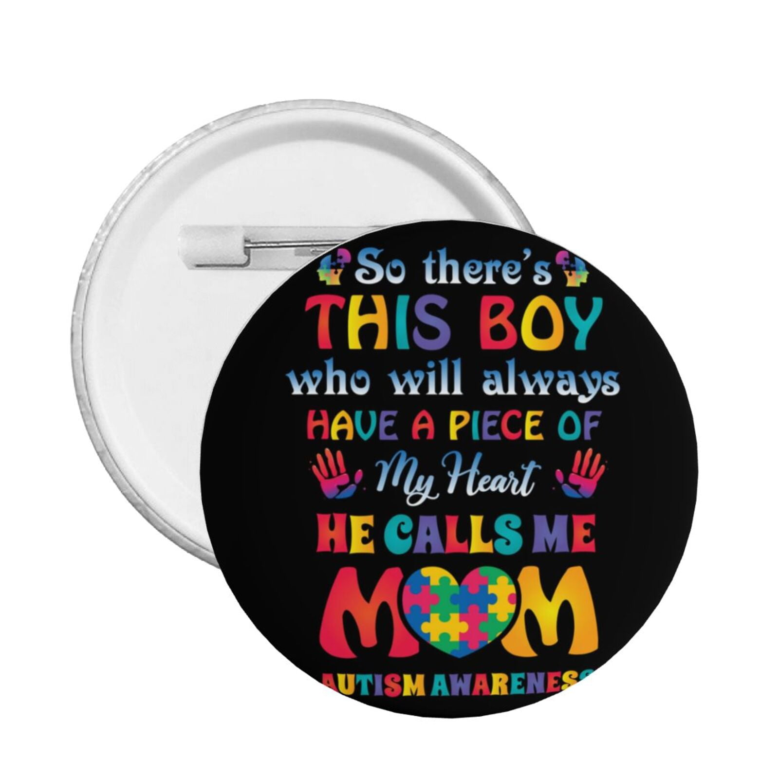 Autism Awareness Acceptance Month Pin Button Badge, Personalised Button ...