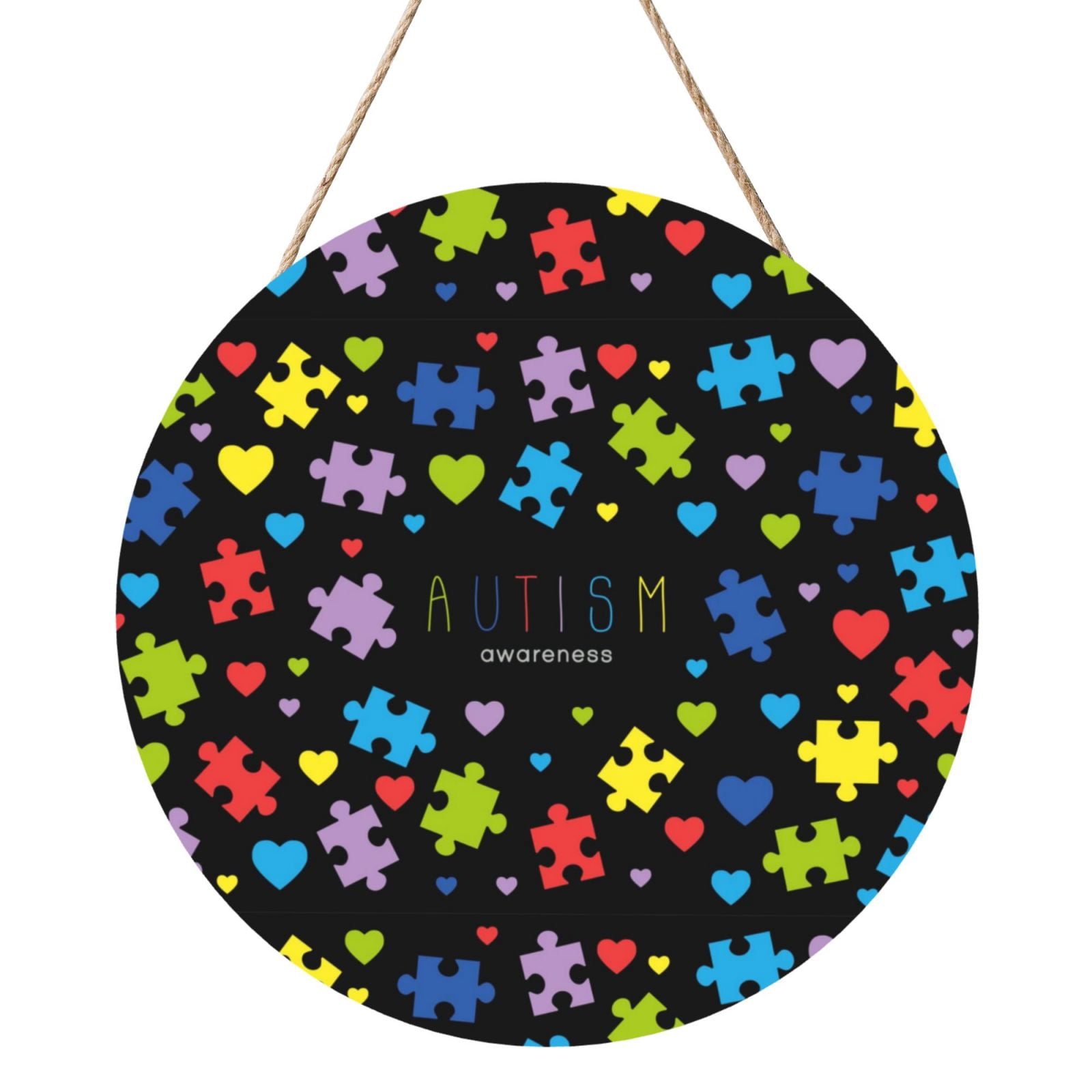 Autism Awareness Acceptance Month Wooden Hanging Sign Ornament Welcome ...
