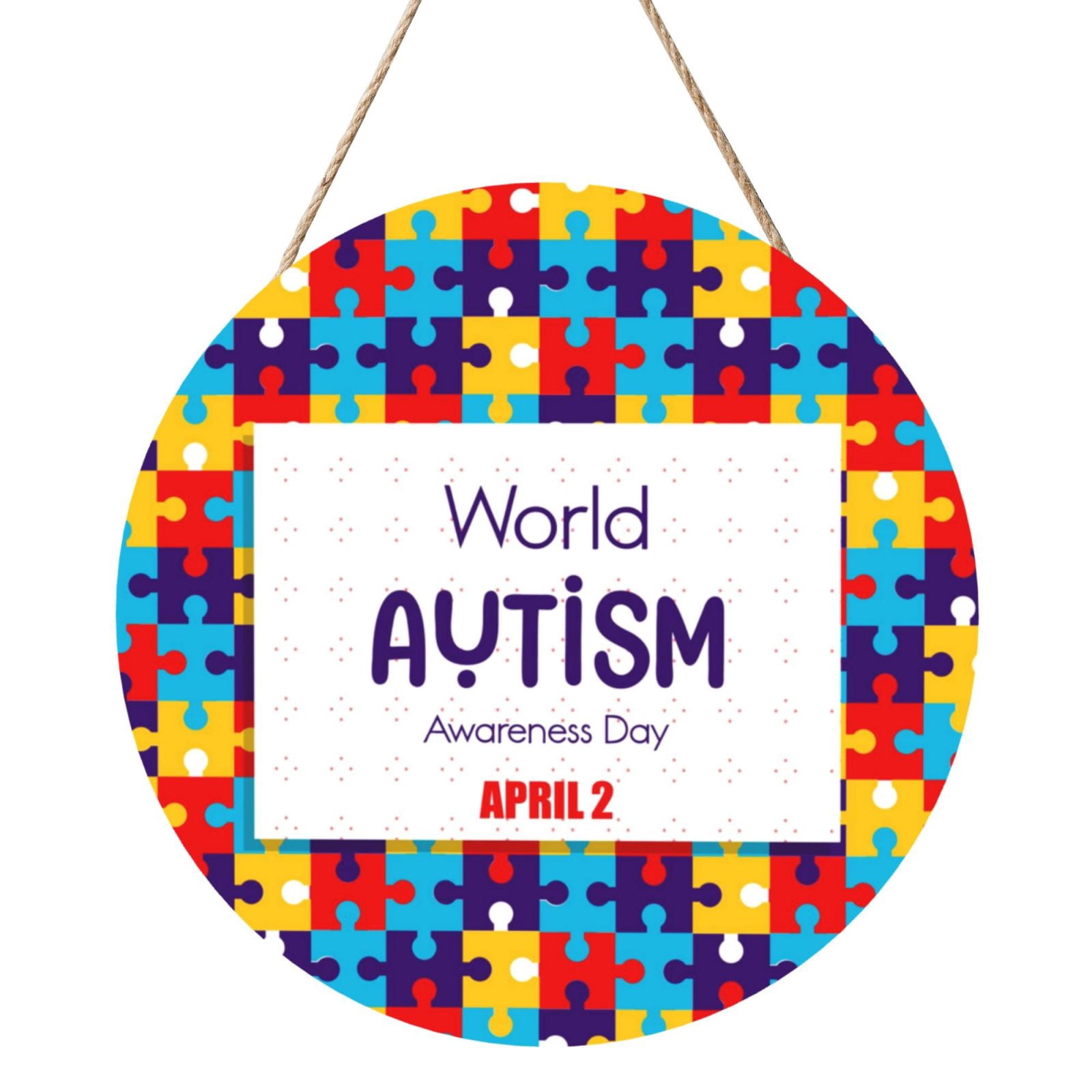 Autism Awareness Acceptance Month Wooden Hanging Sign Ornament Welcome ...