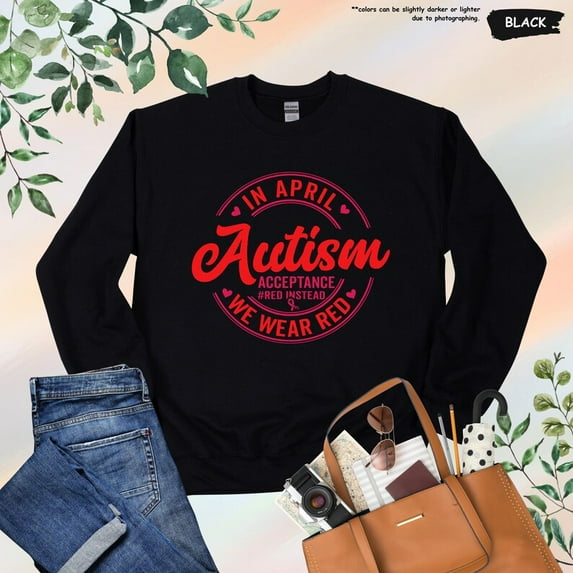 Autism Awareness Acceptance Shirt, In April We Wear Red Autism ...