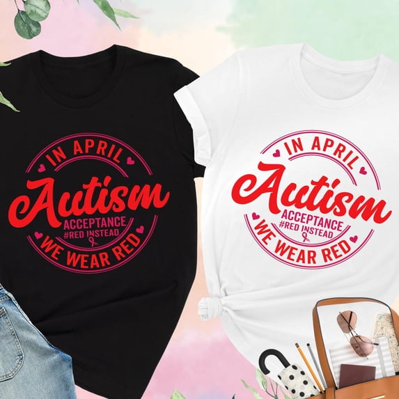 Autism Awareness Acceptance Shirt We Wear Red Autism Mom Gift Sped ...