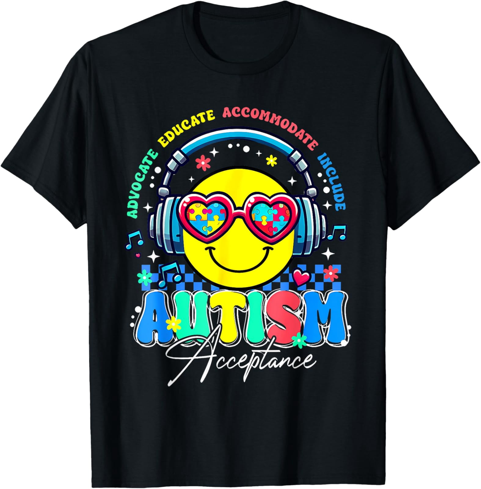 Autism Awareness Acceptance Smile Face Sped Teacher T-Shirt - Walmart.com