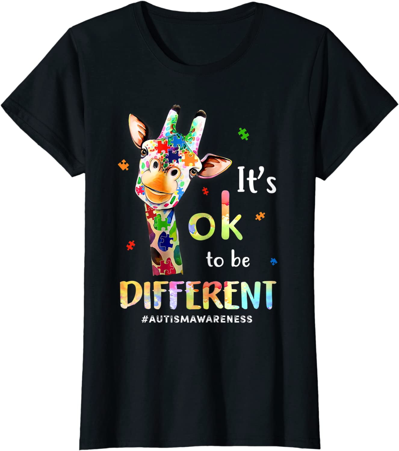 Autism Awareness Acceptance Women Kid Its Ok To Be Different T-Shirt ...