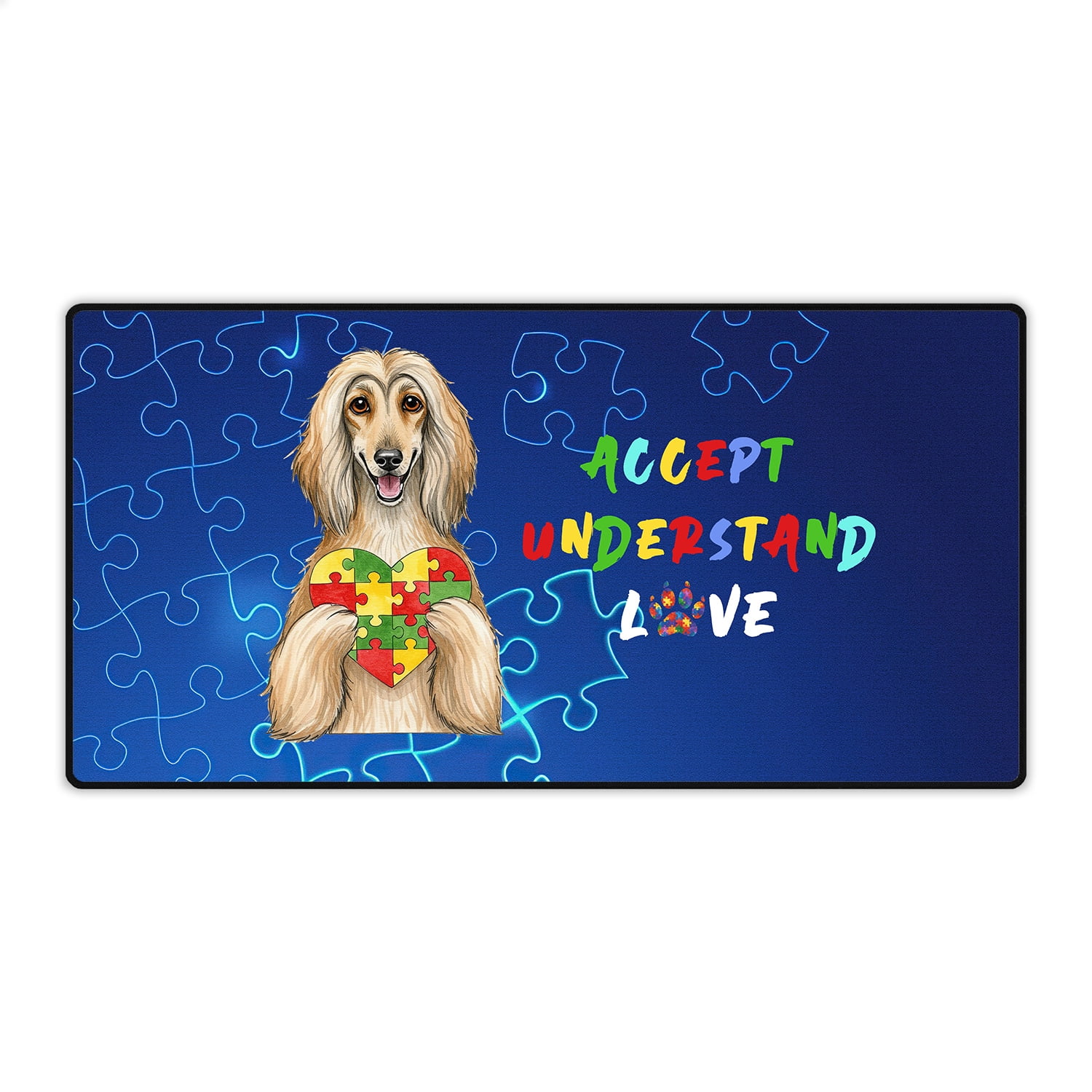 Autism Awareness Afghan Hound Accept Understand Love Desk Mat Full ...