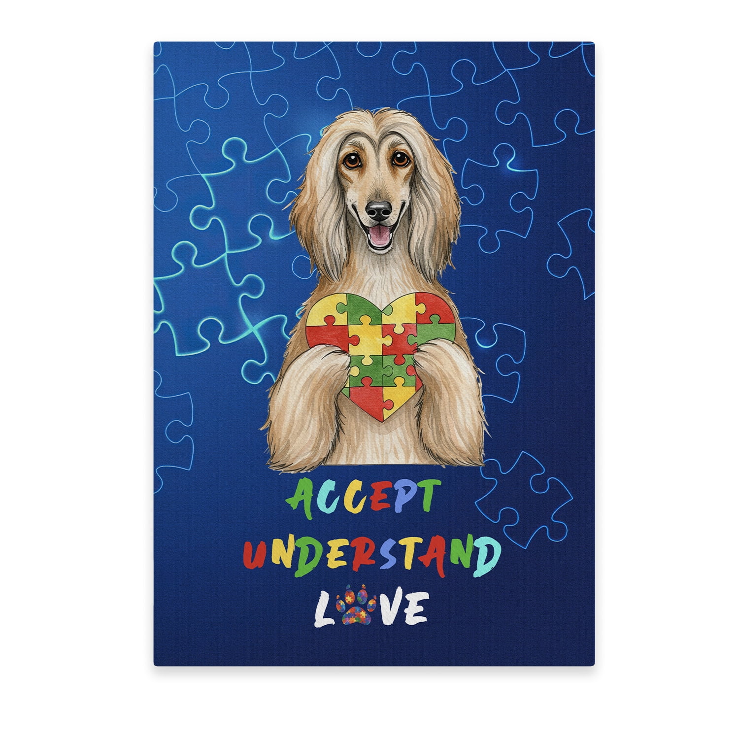 Autism Awareness Afghan Hound Accept Understand Love Vertical Matte ...