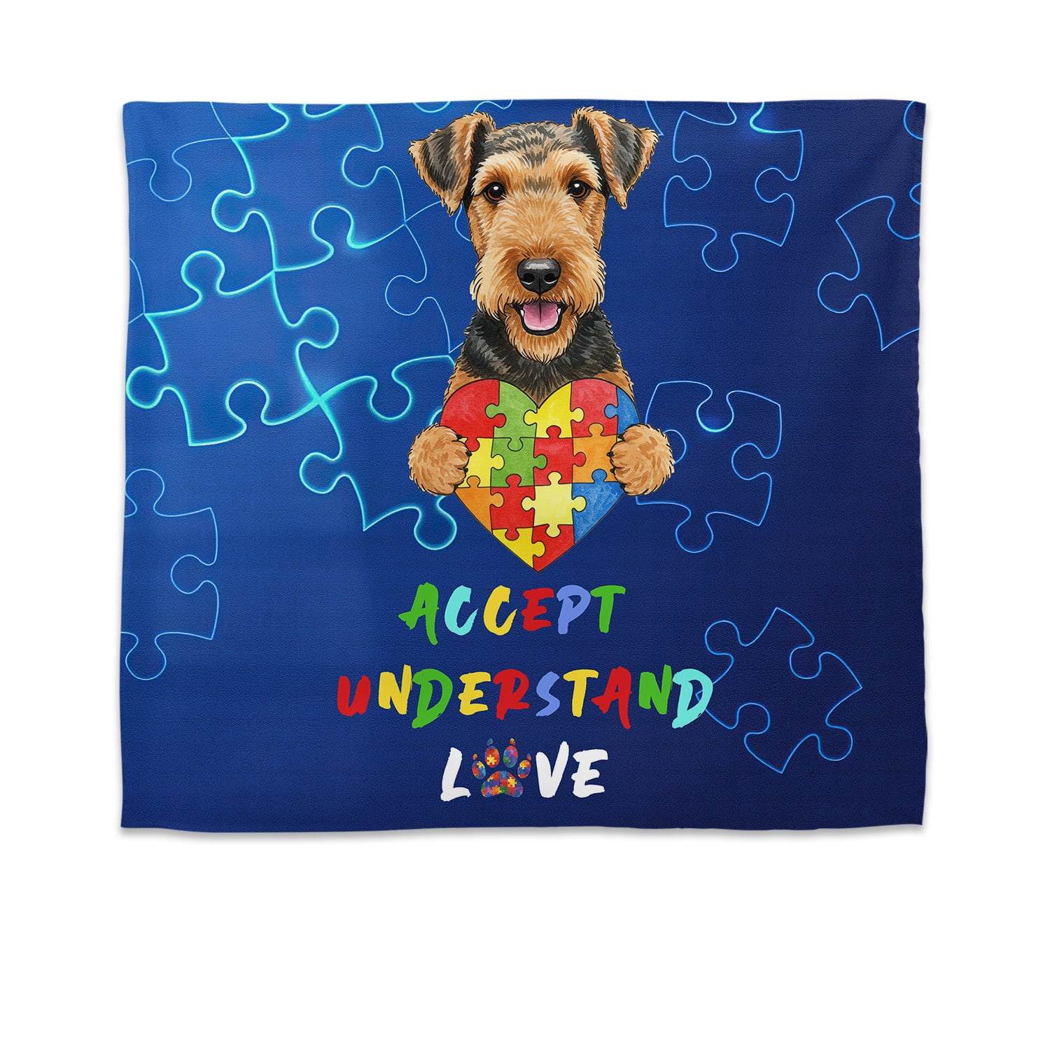 Autism Awareness Airedale Terrier Accept Understand Love Tapestry Dale ...