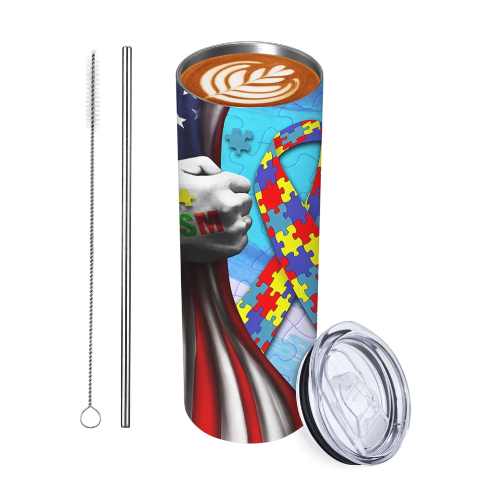 Autism Awareness American 20oz Coffee Mug Cup,Stainless Steel Thermos ...