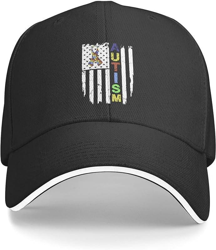 Autism Awareness American Flag Baseball Cap Men Women Adjustable Peaked ...