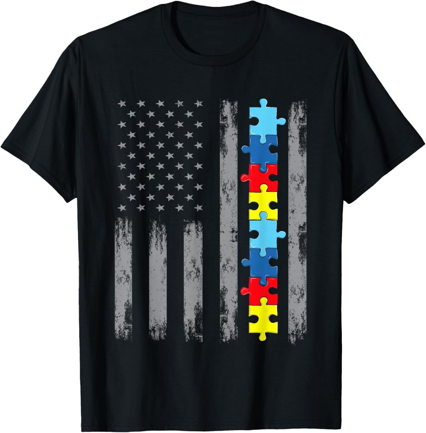 Autism Awareness American Flag Shirt, Autistic US Patriotic T-Shirt ...