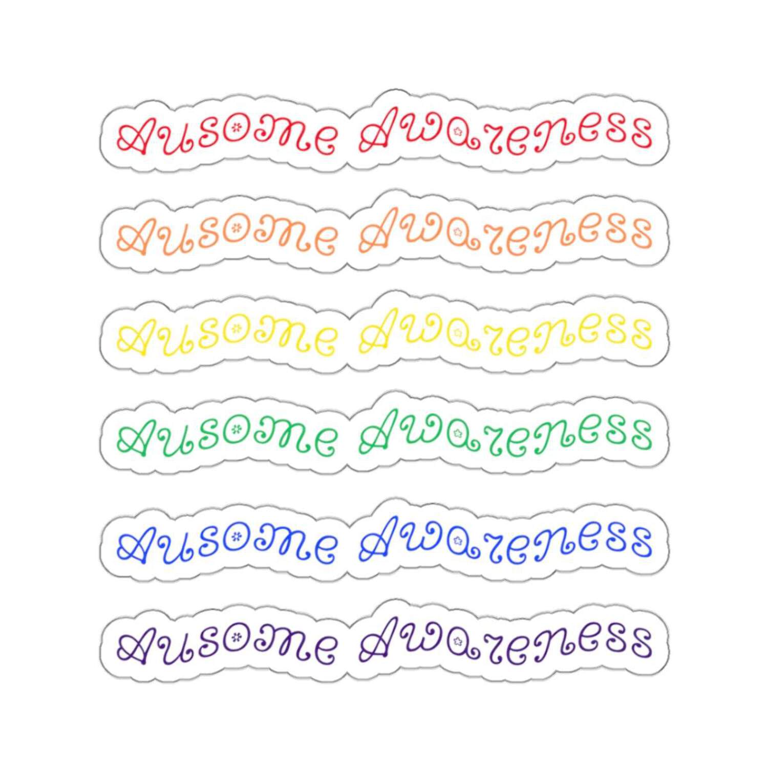 Autism Awareness, Ausome Awareness Rainbow Letters Kiss-Cut Stickers ...