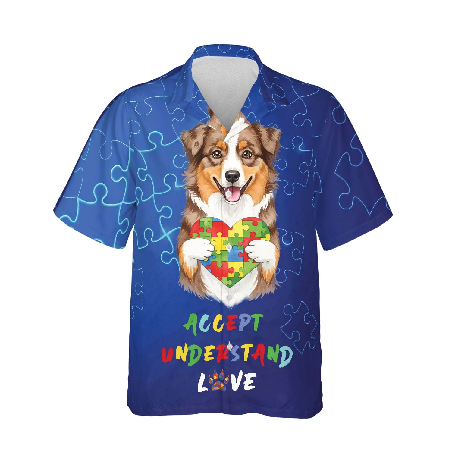 Autism Awareness Australian Shepherd Accept Understand Love Hawaiian ...