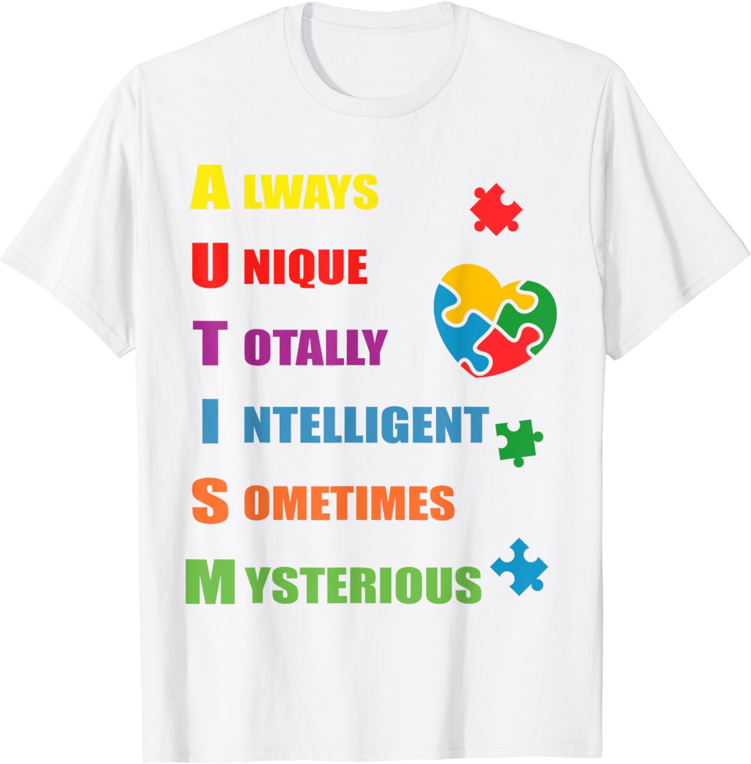 Autism Awareness Autism Acronym And Puzzle Piece Autistic T Shirt