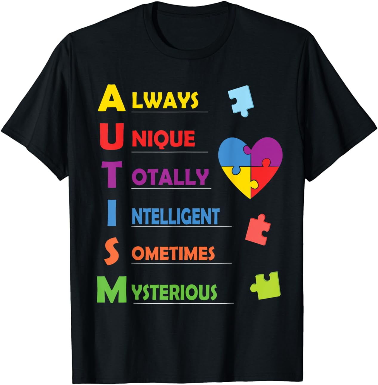 Autism Awareness Autism Acronym and Puzzle Piece T-Shirt - Walmart.com