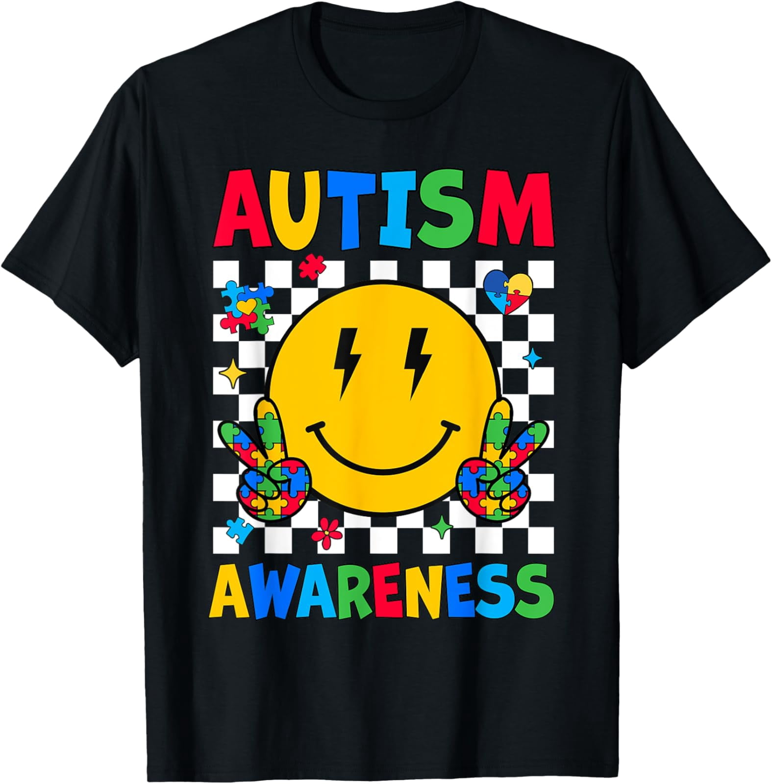 Autism Awareness Autism Squad Support Smile Face Women Men T-Shirt ...
