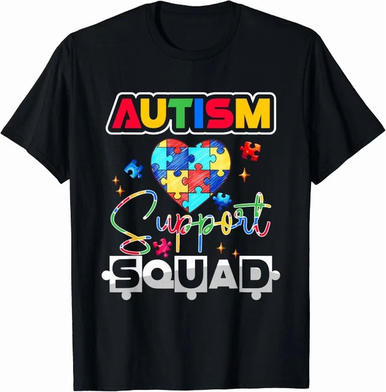 Autism Awareness Autism Squad Support Team Colorful Puzzle T-Shirt ...
