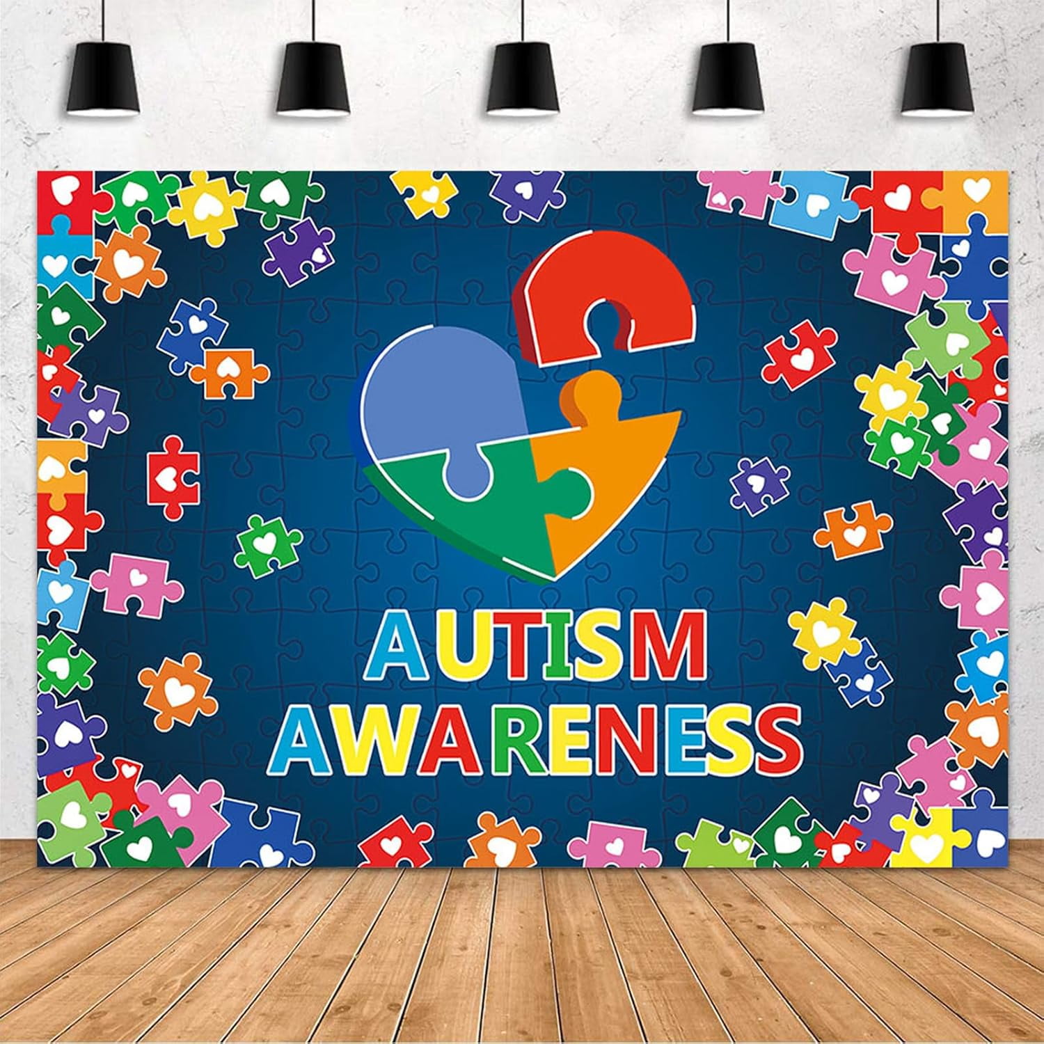 Autism Awareness Backdrop April Puzzle Piece Support Party Decorations ...