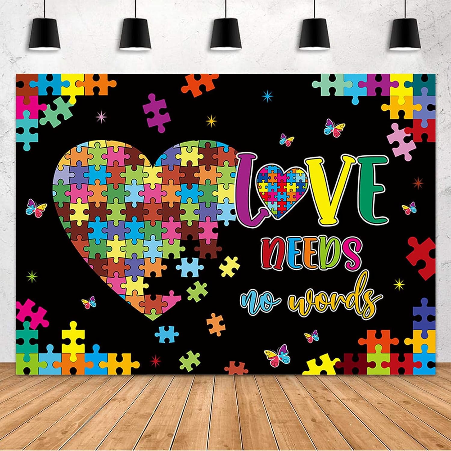 Autism Awareness Backdrop Love Needs No Words Photo Background ...
