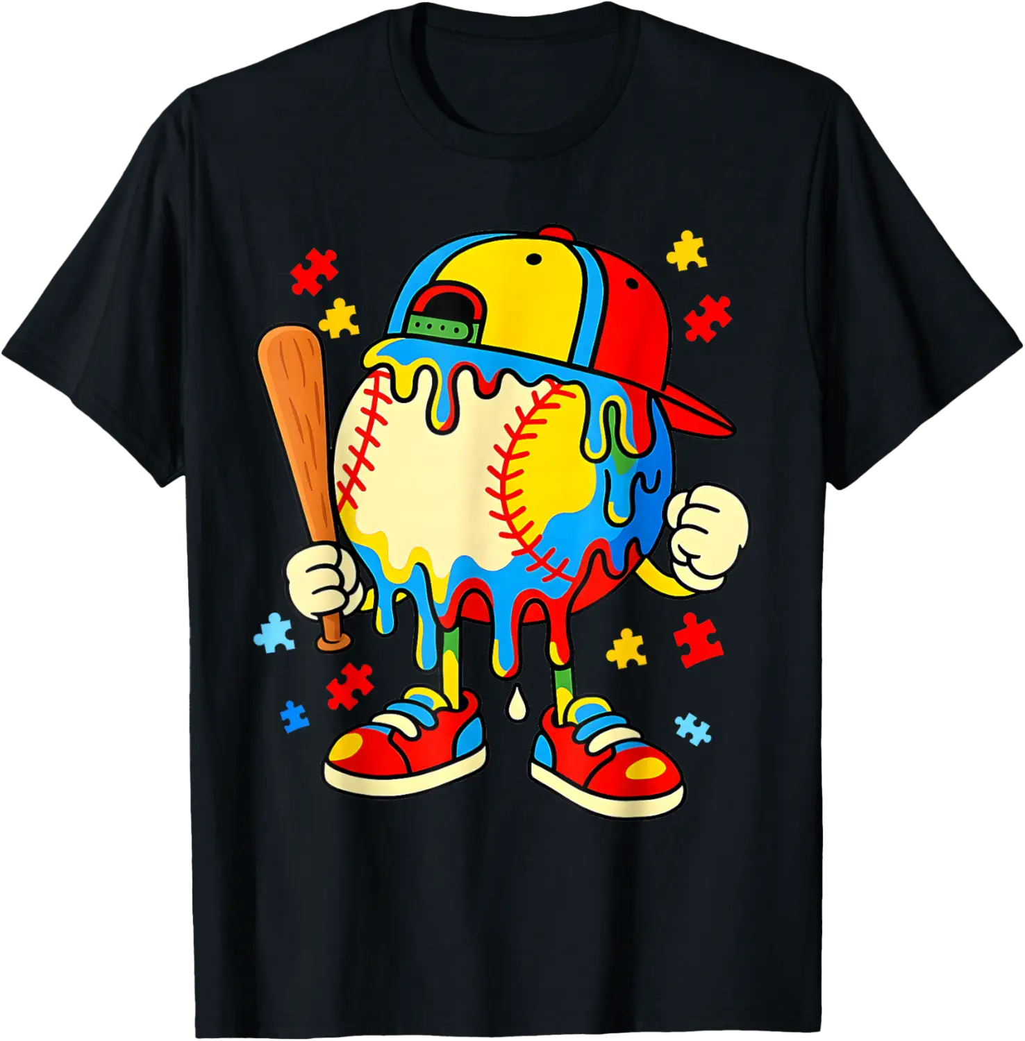 Autism Awareness Baseball Ice Cream Drip Boys Autism T-Shirt - Walmart.com